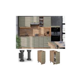 VICCO Apothekerunterschrank Fame-Line Eiche gefr&auml;st 30 cm mit Arbeitsplatte Anthrazit