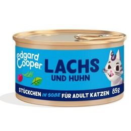 Edgard & Cooper Nassfutter Katze Adult St&uuml;ckchen in So&szlig;e Lachs und Huhn 18x85 g