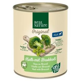 REAL NATURE Superfood Nassfutter Hund, Adult, Kalb mit Brokkoli 12x800 g