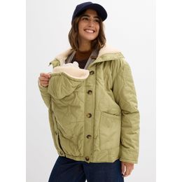 bonprix 3-in-1 Leichte Umstandsjacke mit Teddyfutter und Trageeinsatz, gr&uuml;n, Gr.52, &Uuml;bergangsjacke f&uuml;r die Schwangerschaft und danach