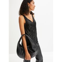 bonprix Top mit Pailletten, schwarz, Gr.48, Zeitloses modernes Paillettentop