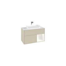 Villeroy & Boch V&B Waschtischunterschrank Abdeckplatte wh. m Finion 100x60,3cm, Rg re wh. m Lac, si Gr m Lac ; Villeroy & Boch (F251MTHJ)