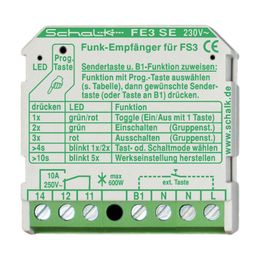SCHALK Funk-Empf&auml;ngerschalter 1-Kanal UP, 18,5mm FE3 SE (230V AC) (FE3SE9)