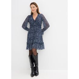 bonprix Minikleid aus feinem Mesh, blau, Gr.48/50 (XL), Minikleid aus Mesh mit floralem Druck