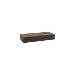 Villeroy & Boch V&B Waschtischunterschrank mit Frontstruktur, mit Beleuchtung Antao 120x19x50cm, HL, WBP w. wal, bla m Lac ; Villeroy & Boch (L12152PD)