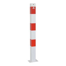 Schake Absperrpfosten Typ 470PB/2, ortsfest, 70x70mm, wei&szlig; / rot + 2 &Ouml;sen)