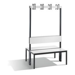 C+P Doppelseitige Garderobenbank mit R&uuml;ckenlehne, Basic Plus, H1650xB1000xT760mm, Gestell Schwarzgrau / Dekor Wei&szlig; (8060-200) ; C + P M&ouml;belsysteme (8060-200|S10000)