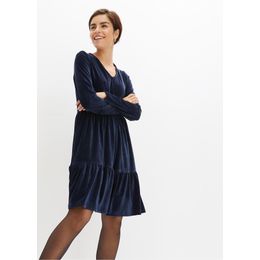 bonprix Minikleid aus elastischen Samt, blau