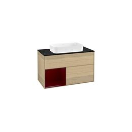 Villeroy & Boch V&B Waschtischunterschrank Abdeckplatte bla m Finion 100x60,3cm, Reg links Peony, Oak Veneer ; Villeroy & Boch (F242HBPC)