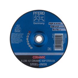 Pferd TOOLS Schruppscheibe E 230x4,1x22,23 mm CERAMIC Leistungslinie SG STEELOX f&uuml;r Stahl/Edelstahl (62100230)
