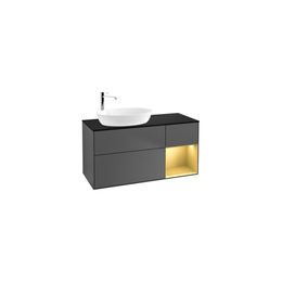Villeroy & Boch V&B Waschtischunterschrank Finion 120cm, Pl b m, Reg gol m Lac, Anthrac. m ; Villeroy & Boch (F932HFGK)