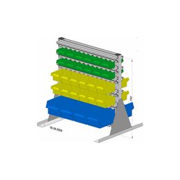 H&uuml;nersdorff H&uuml;nersdorff Standregal zweiseitig 56 Sichtboxen PS pulverbeschichtet lichtgrau, 720x750mm (782000)