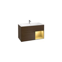 Villeroy & Boch V&B Waschtischunterschrank Finion Regal rechts Gold matt, Walnut veneer ; Villeroy & Boch (F040HFGN)
