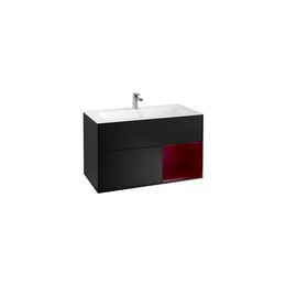 Villeroy & Boch V&B Waschtischunterschrank Finion Regal rechts Peony, Black matt lacquer ; Villeroy & Boch (F040HBPD)