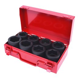 KS Tools 1" Sechskant-Kraft-Stecknuss-Satz, kurz, 8-teilig (515.0610)