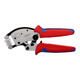 Knipex Twistor16 Crimpzange f&uuml;r Aderendh&uuml;lsen mit selbsteinstellender Funktion und drehbarem Crimpkopf, verchromt, 240 mm, 97 53 18)