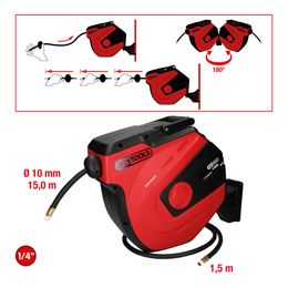 KS Tools Automatischer Druckluftschlauch-Aufroller, Durchmesser 10mm x 15m (515.3440)