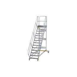 MUNK Aluminium-Plattformtreppe fahrbar 45&deg; 14 Stufen (600794)