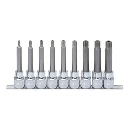 KS Tools 1/2" CHROMEplus RIBE-Bit-Stecknuss-Satz, lang, 9-teilig M5-M14, Bohrung (918.1895)