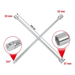 KS Tools Radkreuzschl&uuml;ssel f&uuml;r LKW, 3/4"x24x27x32mm (518.1155)