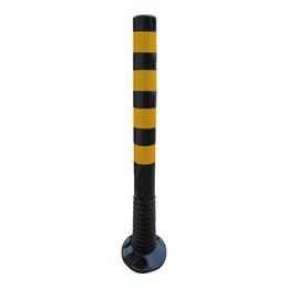 Schake Flexipfosten schwarz, selbstaufrichtend, &Oslash; 80mm, H&ouml;he: 1000mm + 4 gelb refl. Streifen, inkl Befestigungsmaterial (412221BG)