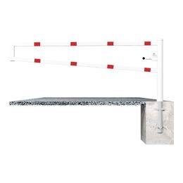 Schake Drehbare Wegesperre + selbsteinrastender Verriegelung 3,50m + Profilzylinder Drehpfosten: &Oslash; 102mm, Schrankenarm: 60x40mm, zum Einbetonieren, be (4013_35ZB)