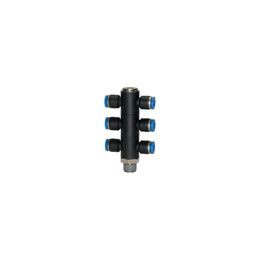 Riegler T-Mehrfachverteiler &raquo;Blaue Serie&laquo;, 6-fach, drehbar, R 1/4 a. &Atilde;&tilde;4mm (175.014-4)