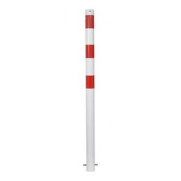 Schake Absperrpfosten Typ 476B/2, ortsfest, &Oslash; 76mm, zum Einbetonieren, wei&szlig; / rot + 2 &Ouml;sen)
