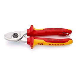 Knipex 95 16 165 T Kabelschere isoliert mit Mehrkomponenten-H&uuml;llen, VDE-gepr&uuml;ft; mit integrierter isolierter Befestigungs&ouml;se zum Anbringen einer Abstu)
