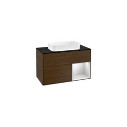Villeroy & Boch V&B Waschtischunterschrank Abdeckplatte bla m Finion 100x60,3cm, Reg re wh. m Lac, wal veneer ; Villeroy & Boch (F252MTGN)
