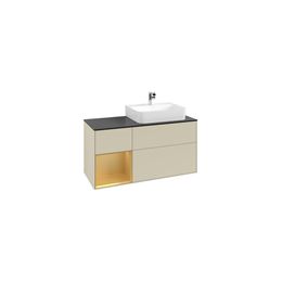 Villeroy & Boch V&B Waschtischunterschrank Abdeckplatte Gl. bla m Finion 120cm, Reg li gol m, si Gr Matt Lacquer ; Villeroy & Boch (F142HFHJ)