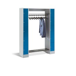 C+P Offene Garderobe Serie 8070, H1950xB1430xT480mm, Front Fernblau, Korpus Lichtgrau (80710-00) ; C + P M&ouml;belsysteme (80710-00|S10105)