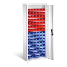 C+P Magazinschrank mit 90 Sichtlagerk&auml;sten, H1690xB700xT300mm Front Lichtgrau Korpus Lichtgrau ; C + P M&ouml;belsysteme (133413-25|S10042)
