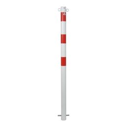 Schake Absperrpfosten Typ 460B/2, ortsfest, &Oslash; 60mm, zum Einbetonieren, wei&szlig; / rot + 2 &Ouml;sen)