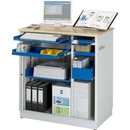 Rau Computer-Arbeitsplatz, HxBxT 1100 x 1030 x 660 mm, lichtgRau / enzianblau