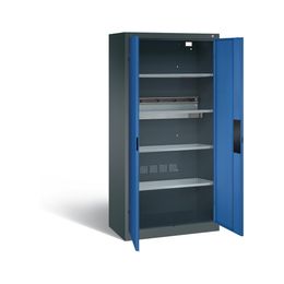 C+P Akku-Ladeschrank f&uuml;r 5 E-Werkzeuge, H1950xB930xT500mm, Enzianblau/Anthrazitgrau ; C + P M&ouml;belsysteme (8921-05E1|S10000)