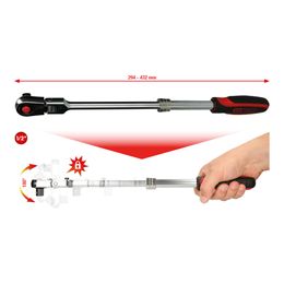 KS Tools 1/2" SlimPOWER Teleskop-Gelenk-Umschaltknarre, 72 Zahn (914.1220)
