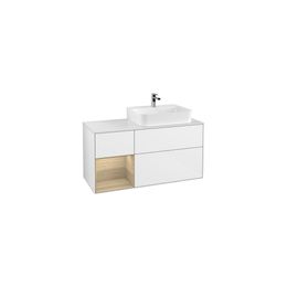 Villeroy & Boch V&B Waschtischunterschrank Abdeckplatte Gl. wh. m Finion 120cm, Reg li Oa ven, glo white lacquer ; Villeroy & Boch (F141PCGF)