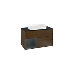 Villeroy & Boch V&B Waschtischunterschrank Abdeckplatte bla m Finion 100x60,3cm, Reg li md bl. m Lac, wal ven ; Villeroy & Boch (F242HGGN)