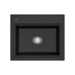 Villeroy & Boch V&B Sp&uuml;le Subway Style 60S Abl.garn, m Hand. + Gitter, pure black ; Villeroy & Boch (336A01R7)