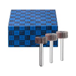 Pferd TOOLS F&auml;cherschleifer-Set 3-tlg. Korund &Oslash; 20x10mm Schaft-&Oslash; 6 mm A60, 80,120 f&uuml;r Feinschliff und Finish (44498001)