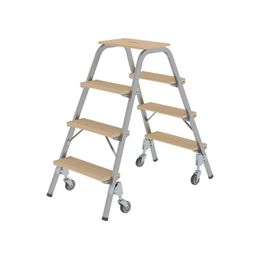 MUNK Stahl-Holz-Tritt Brems-Lenkrollen 4 Stufen (039024)