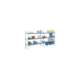 Bito Weitspannregal Set / F3 Grundfeld 4 Ebenen H2500xT1100xB2700 mm, Stahlsegment enzianblau (25889)