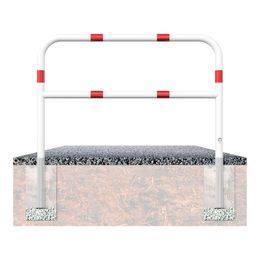 Schake Abweiseb&uuml;gel &Oslash; 60mm, Breite 1500 mm, H&ouml;he &Uuml;berflur 1000 mm, herausnehmbar + Dreikantverschlu&szlig; + Querholm + Bodenh&uuml;lsen, beschichtet, wei&szlig; / rot (465_33FB)