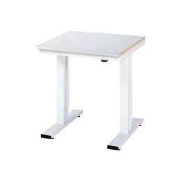 Rau Werktisch adlatus 300 elektrisch h&ouml;henverstellbar Arbeitsplatte mit Stahlblechbelag 750 mm x 800 mm (08-WT-075-080-S)