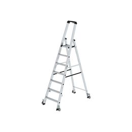 MUNK Aluminium-Stehleiter einseitig begehbar Rollen 1 x 7 Stufen (041107)