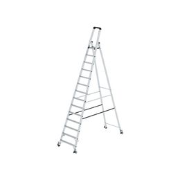 MUNK Aluminium-Stehleiter einseitig begehbar Rollen 1 x 14 Stufen (041114)