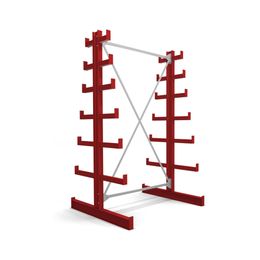 STIER Kragarmregal doppelseitig 1 Feld mit 6 absteigenden Ebenen 1300x2000x500mm feuerrot (905284)