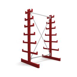 STIER Kragarmregal doppelseitig 1 Feld mit 6 absteigenden Ebenen 1300x2000x500mm feuerrot (905284)