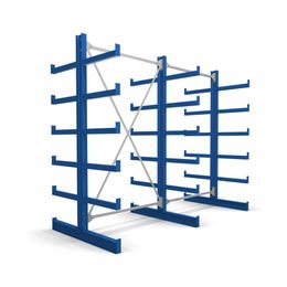 STIER Kragarmregal doppelseitig 2 Felder mit 5 Ebenen 2600x2000x500mm enzianblau (905255)